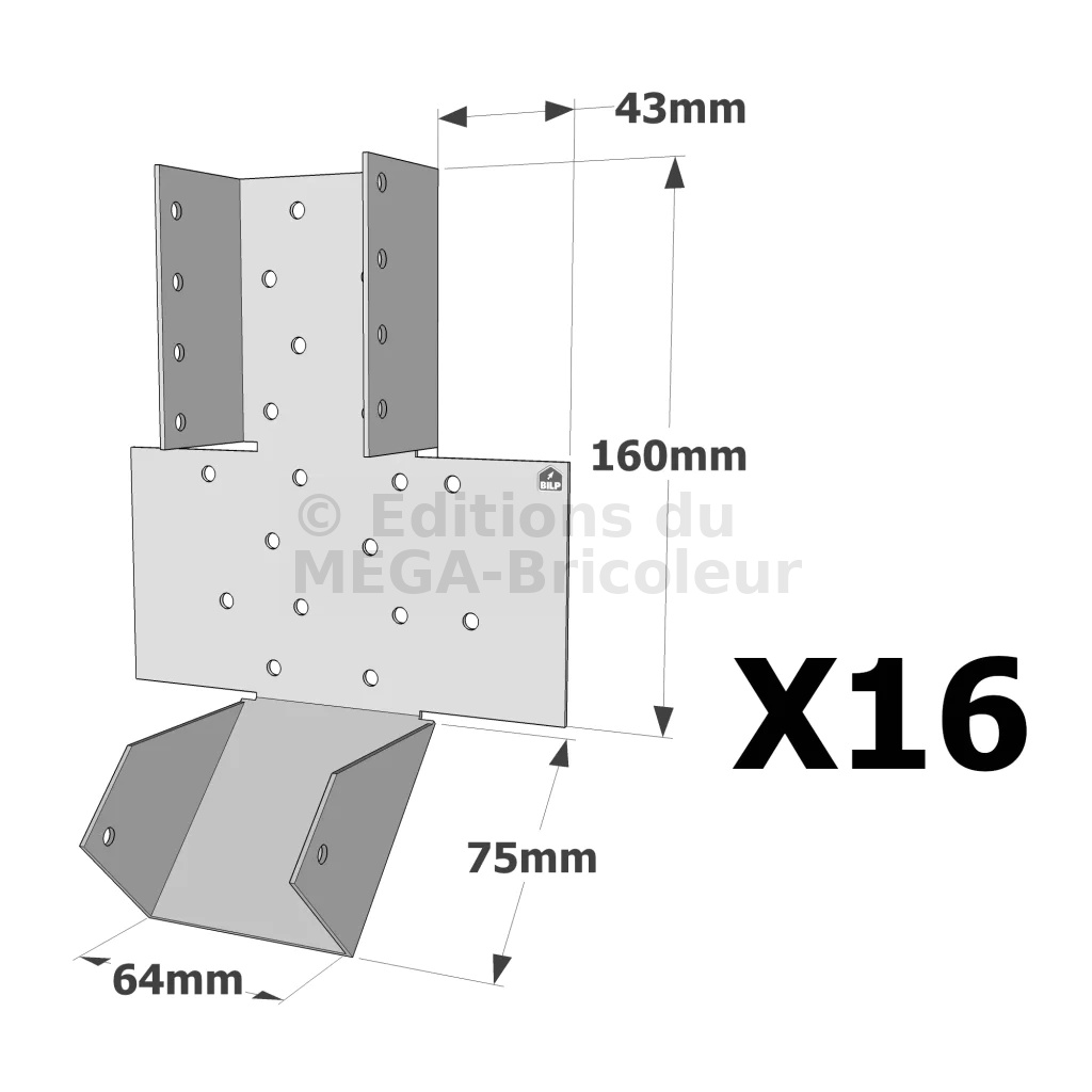 Sabot à pente réglable - Réf. SPR64/160_16 Largeur (A) (…)
